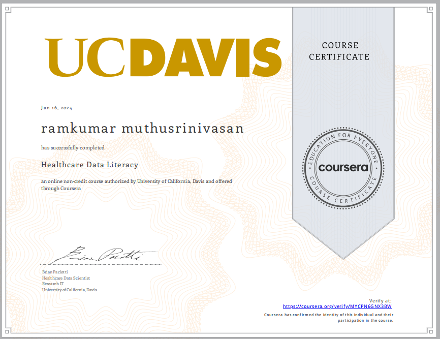 Ramkumar Muthusrinivasan – Chicago ||(847)345-3330